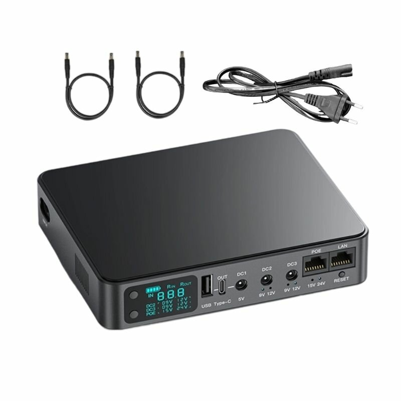 Резервное питание 5V 9V 12V с выходом 5.5x2.1mm для беспроводных роутеров, камер 10400mAh/18000mAh, 18000 мАч