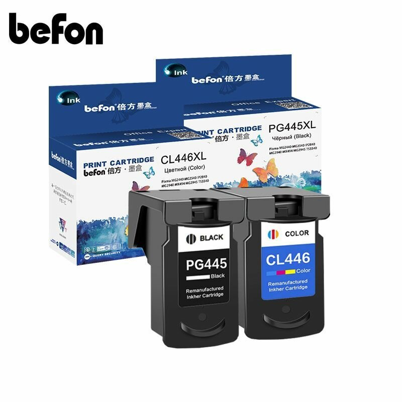 Befon Картридж PG-445 XL / CL-446 для струйного принтера Применяется для iP2840 MG2440 2540 2940 494 TS3440 Цветной/Чёрный