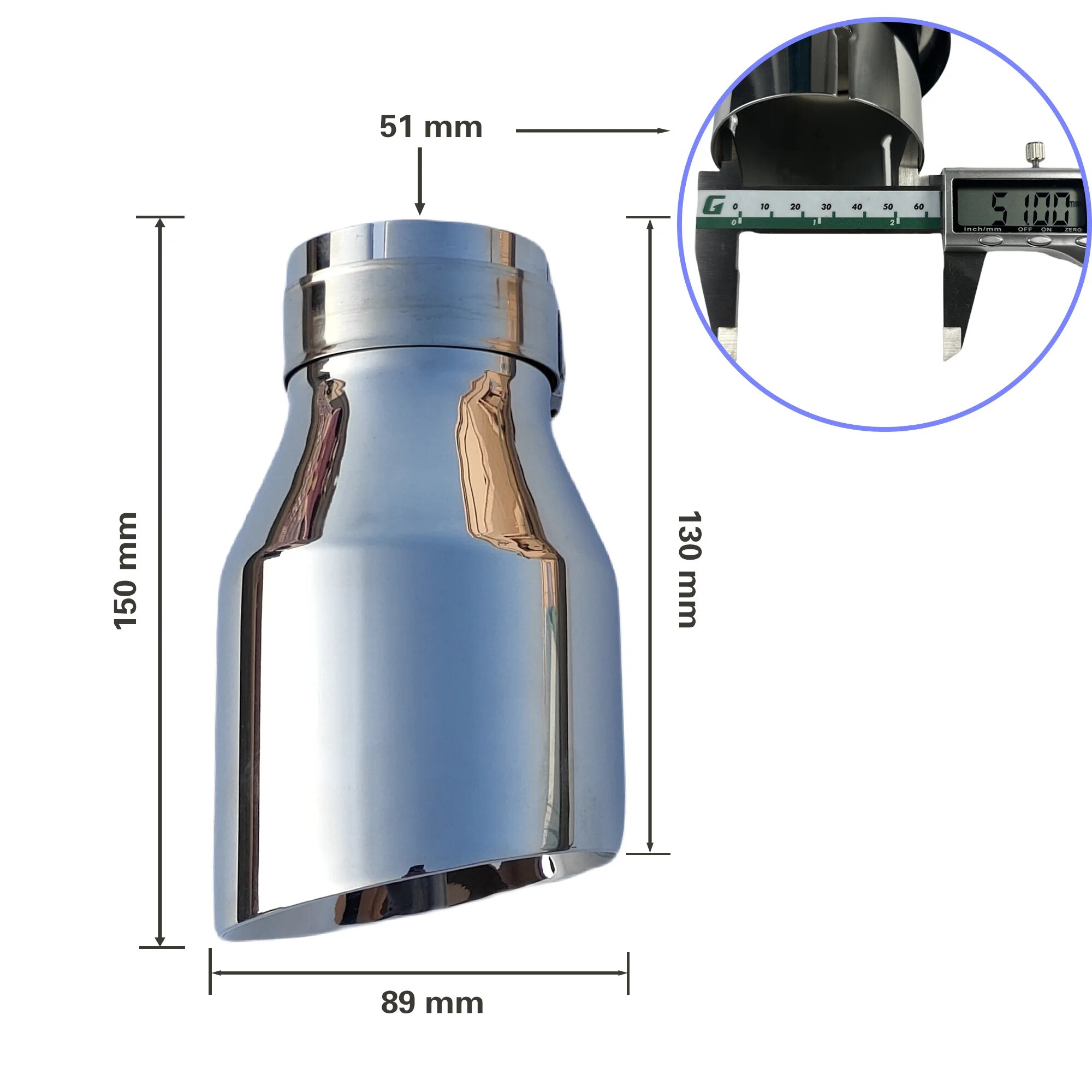 1 шт. универсальное хвостовое горло из нержавеющей стали 304, яркая полировка, саржа, глянцевый двухслойный глушитель, наконечник выхлопной насадки, 51mm-89mm