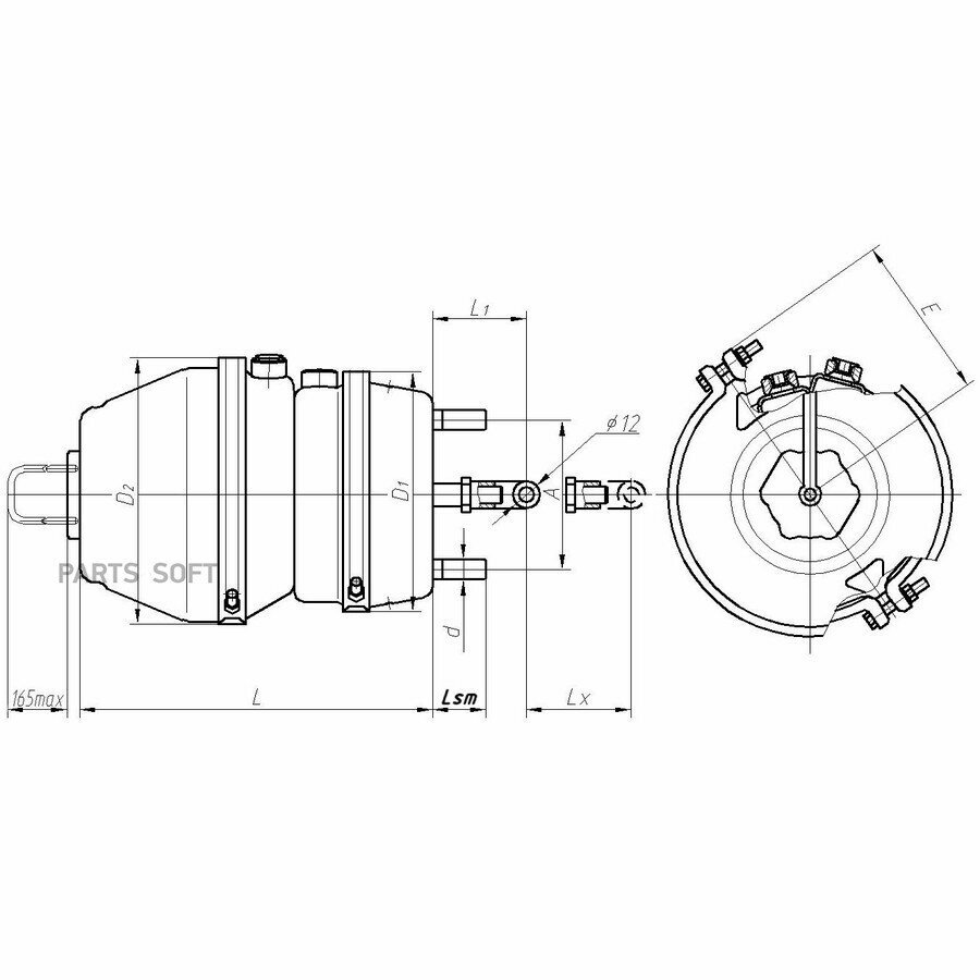 Энергоаккумулятор тип 24/24 Камаз, МАЗ, ЗИЛ, КрАЗ (Белкард) от официального дистрибьютора, BELCARD, артикул 24351920004