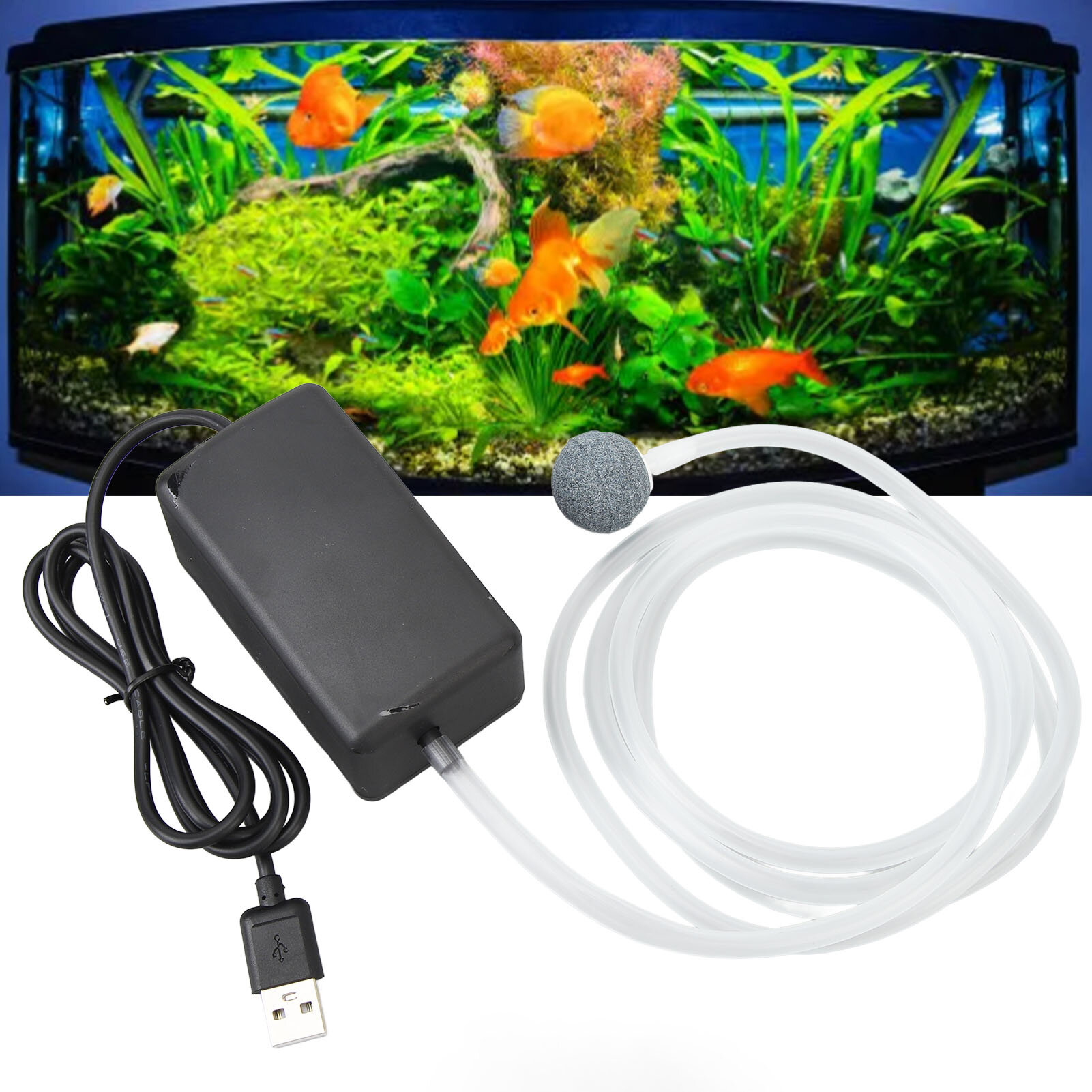 Кислородный воздушный насос для аквариума, высокоэффективная оксигенация IP65, водонепроницаемый портативный небольшой аквариум, тихий кислородный аэраторный насос для рыбалки на открытом воздухе