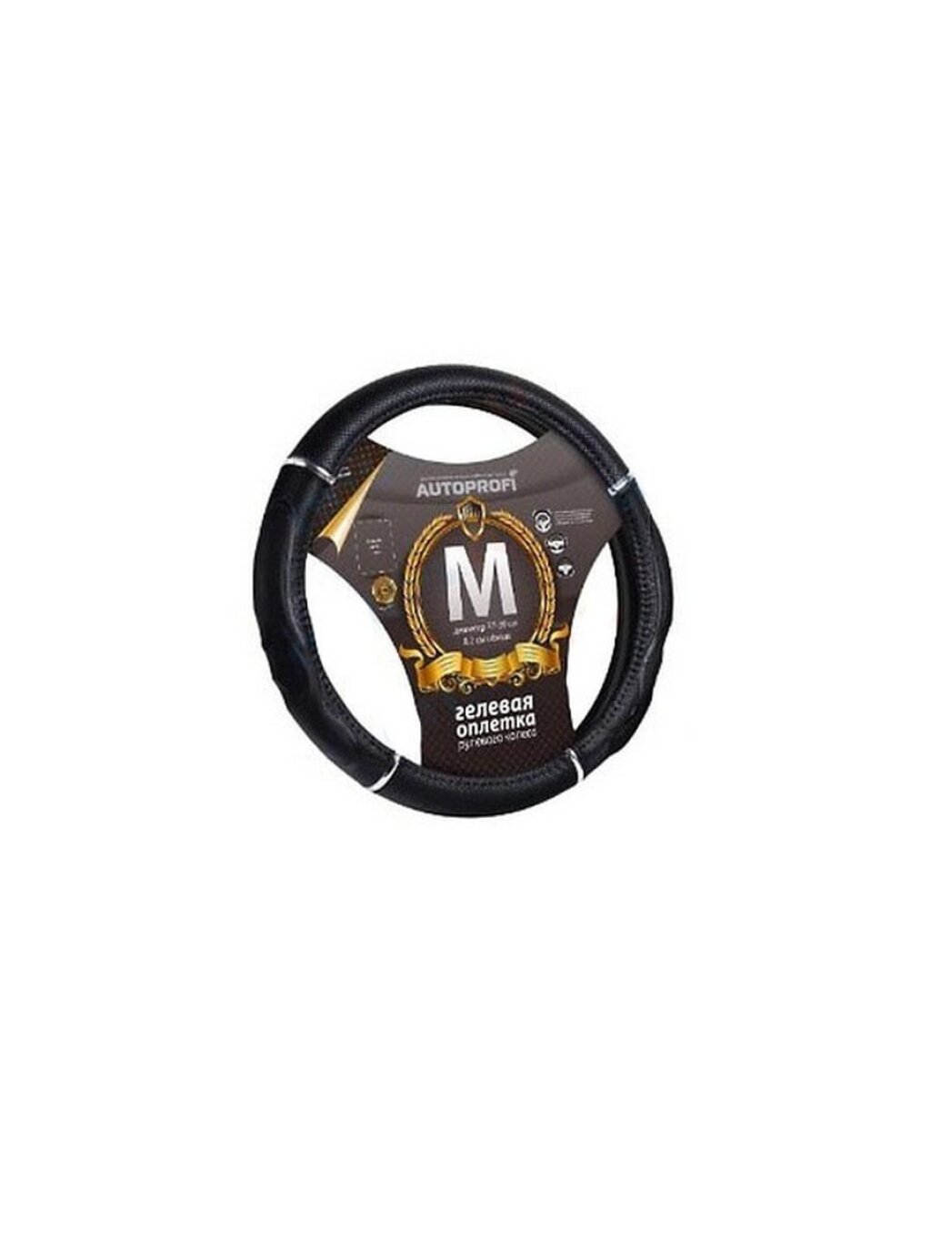 Оплётка руля Autoprofi GL-1020 BK/BK (M) гелевый наполнитель черный M