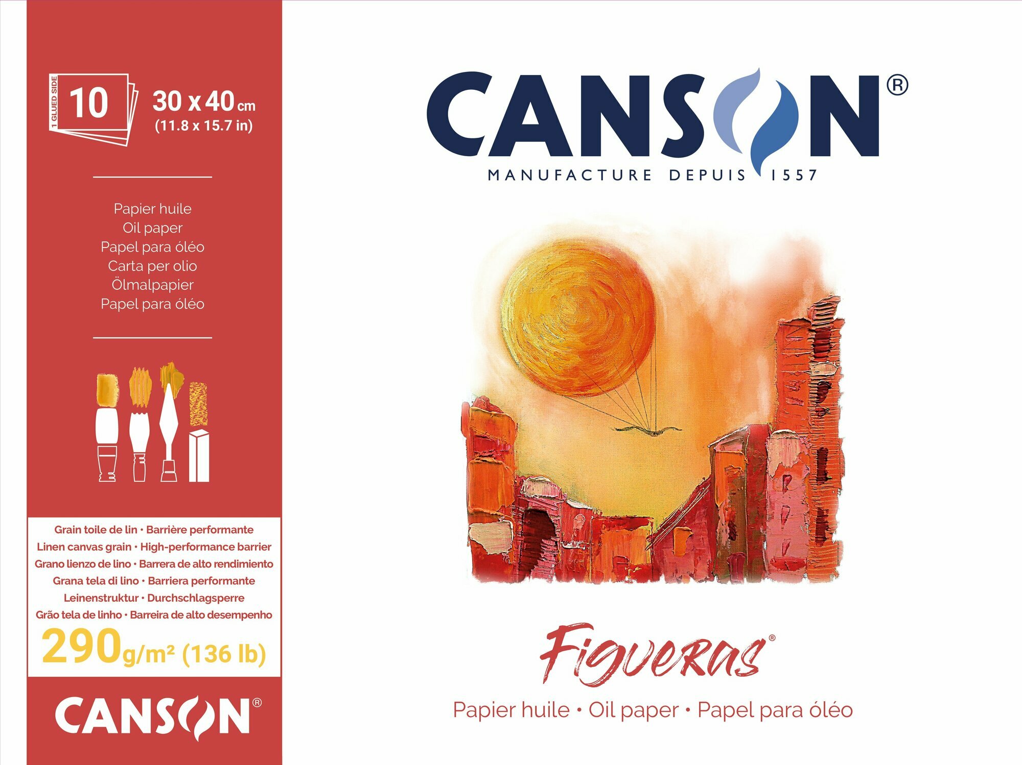 CANSON Figueras альбом для масла и акрила 290 г/м2, склейка по одной стороне, 10 листов 30 х 40 см, C31085P003