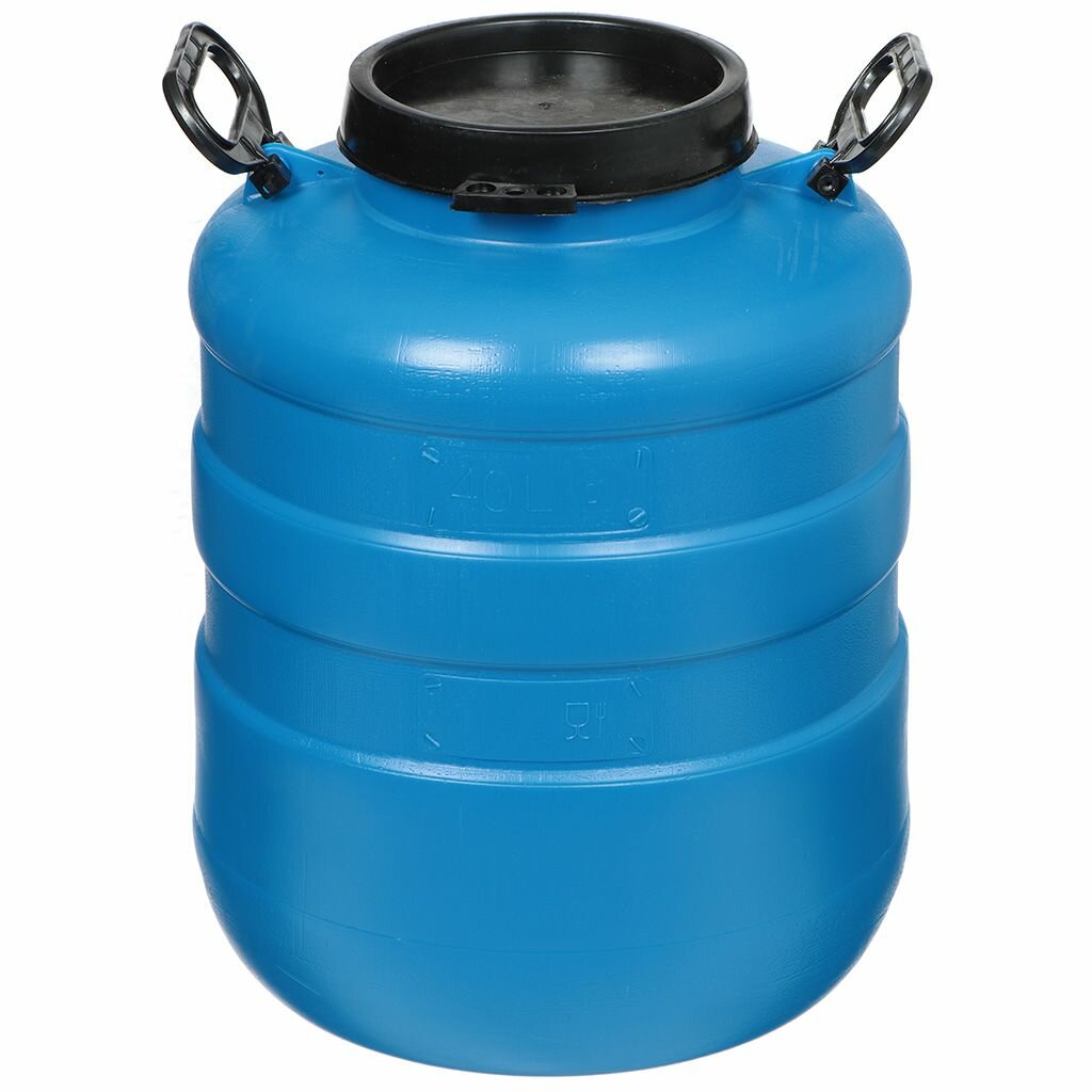 Бочка пластиковая, Радиан, 40 л, пищевая, круглая, с ручками, повышенной прочности, в ассортименте