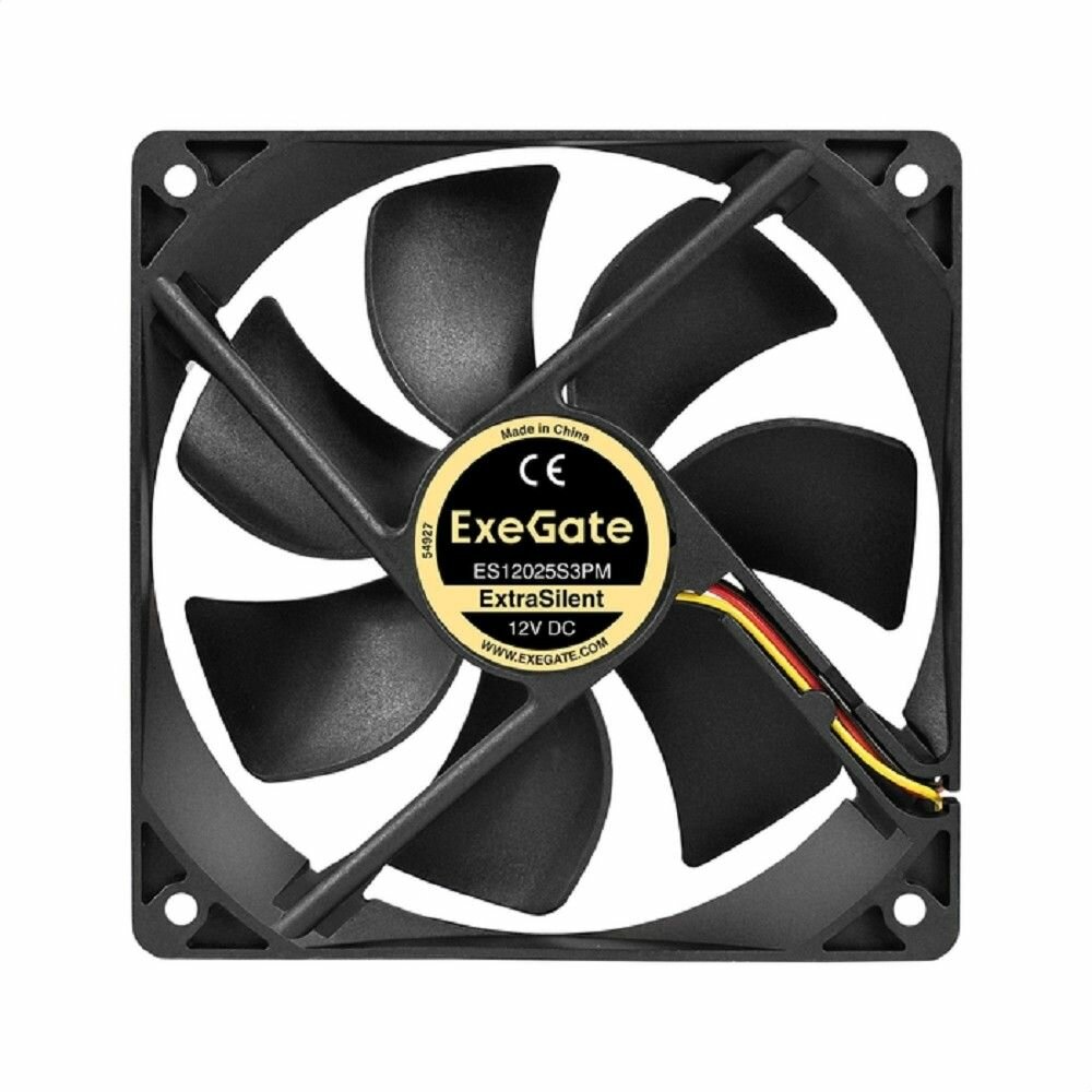 EXEGATE EX297054RUS Вентилятор 12В DC ExtraSilent ES12025S3PM 120x120x25 мм, Sleeve bearing подшипник скольжения , 3pin+Molex, 1350RPM, 23dBA