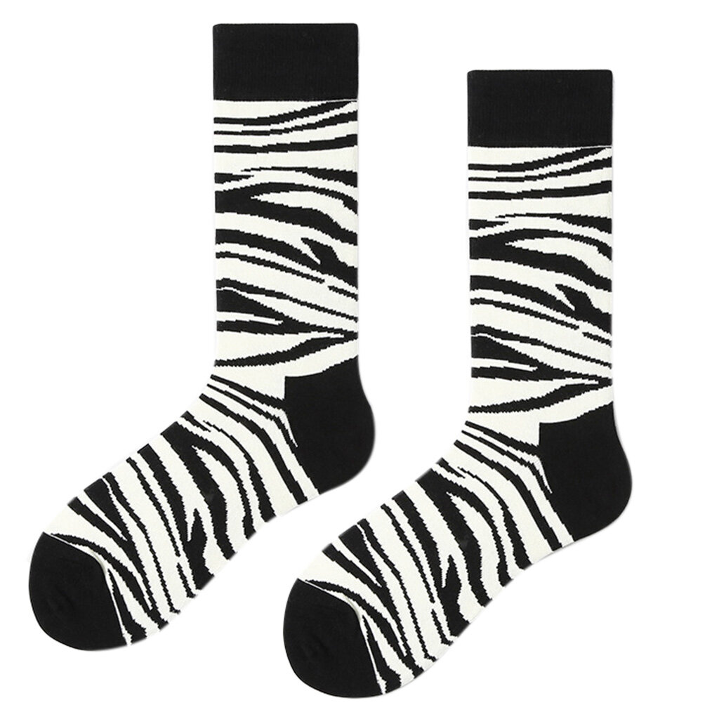 Unisex Hip Hop Funny Socks Black White Stripes Skateboard Hosiery