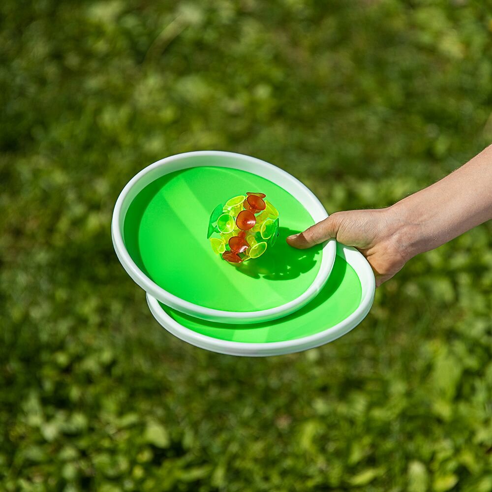 Игра Поймай мяч, 2 тарелки и мяч на присосках, зеленый