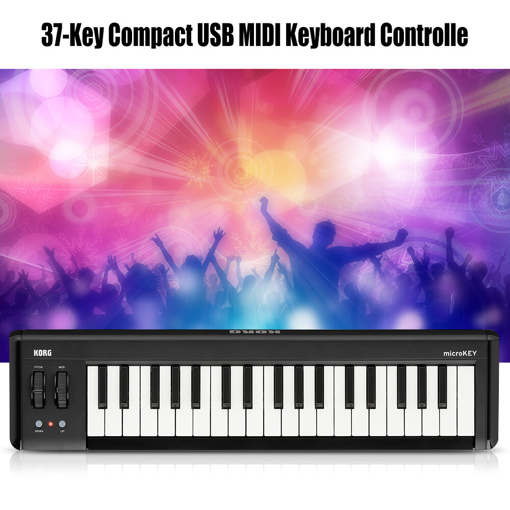 MicroKEY2-37 Контроллер MIDI-Клавиатура USB Компактная 37-Клавишная USB Powered Совместима с iPhone iPad Mac Windows Компьютер