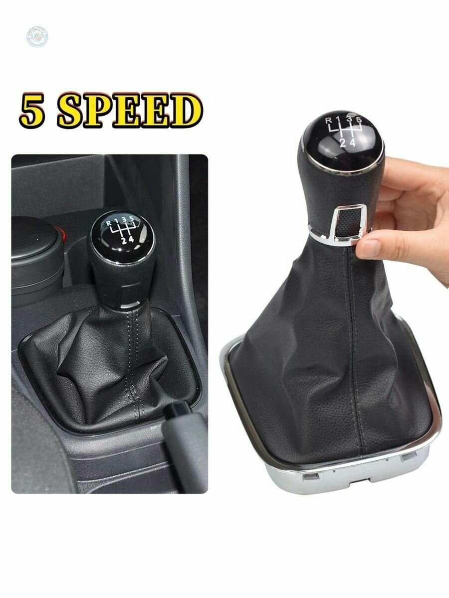 Кожаная ручка переключения передач для VW Polo 6C 2015-2018, 5-ступенчатая МКПП, чехол из кожи и ABS пластика, замена оригинальной ручки