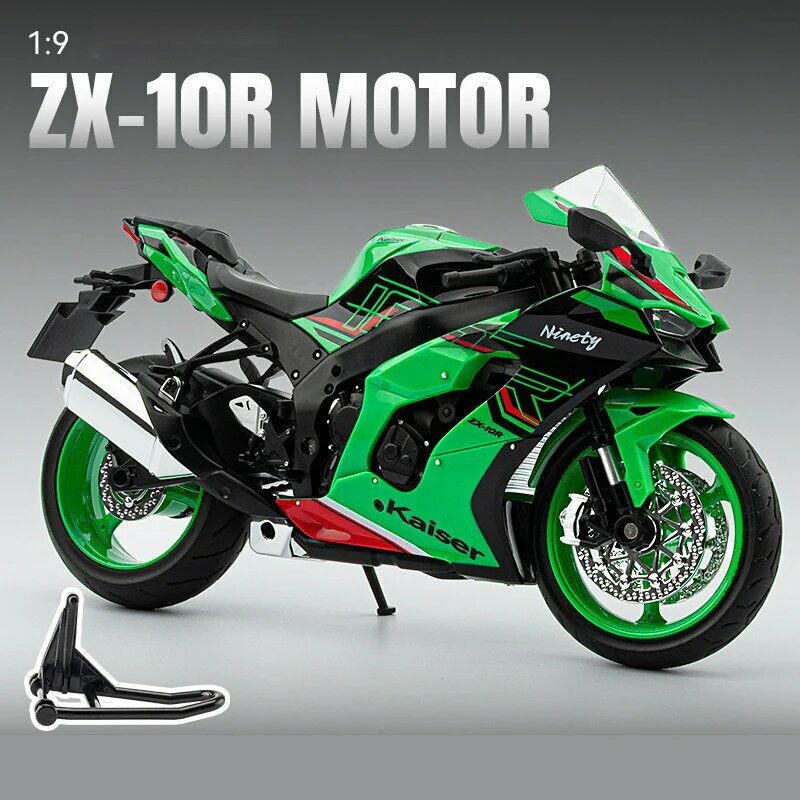WELLY Kawasaki Ninja ZX-10R металлическая модель мотоцикла 1:9, Зеленый
