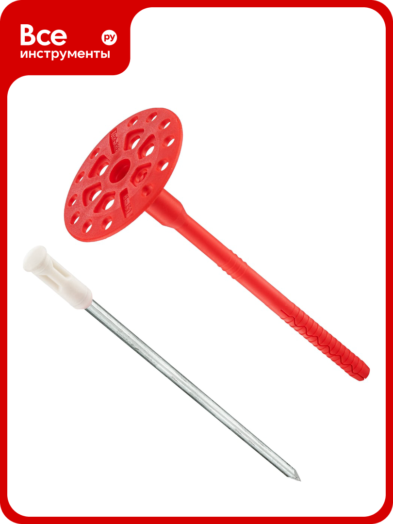 Дюбель с термоголовкой для теплоизоляции Tech-Krep PRO 8x170 мм, IZL-T L, 500 шт. накл. 155795, стальной, белый