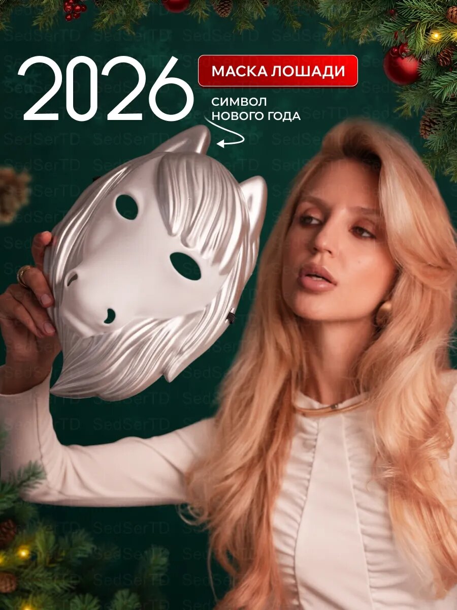 Маска лошади карнавальная символ 2026 года