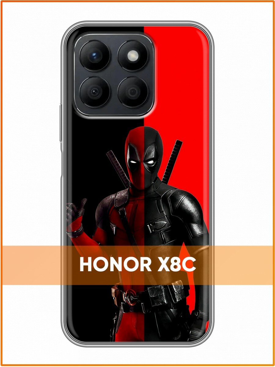 Чехол для Honor X8c с принтом Дэдпул (Хонор Х8с)