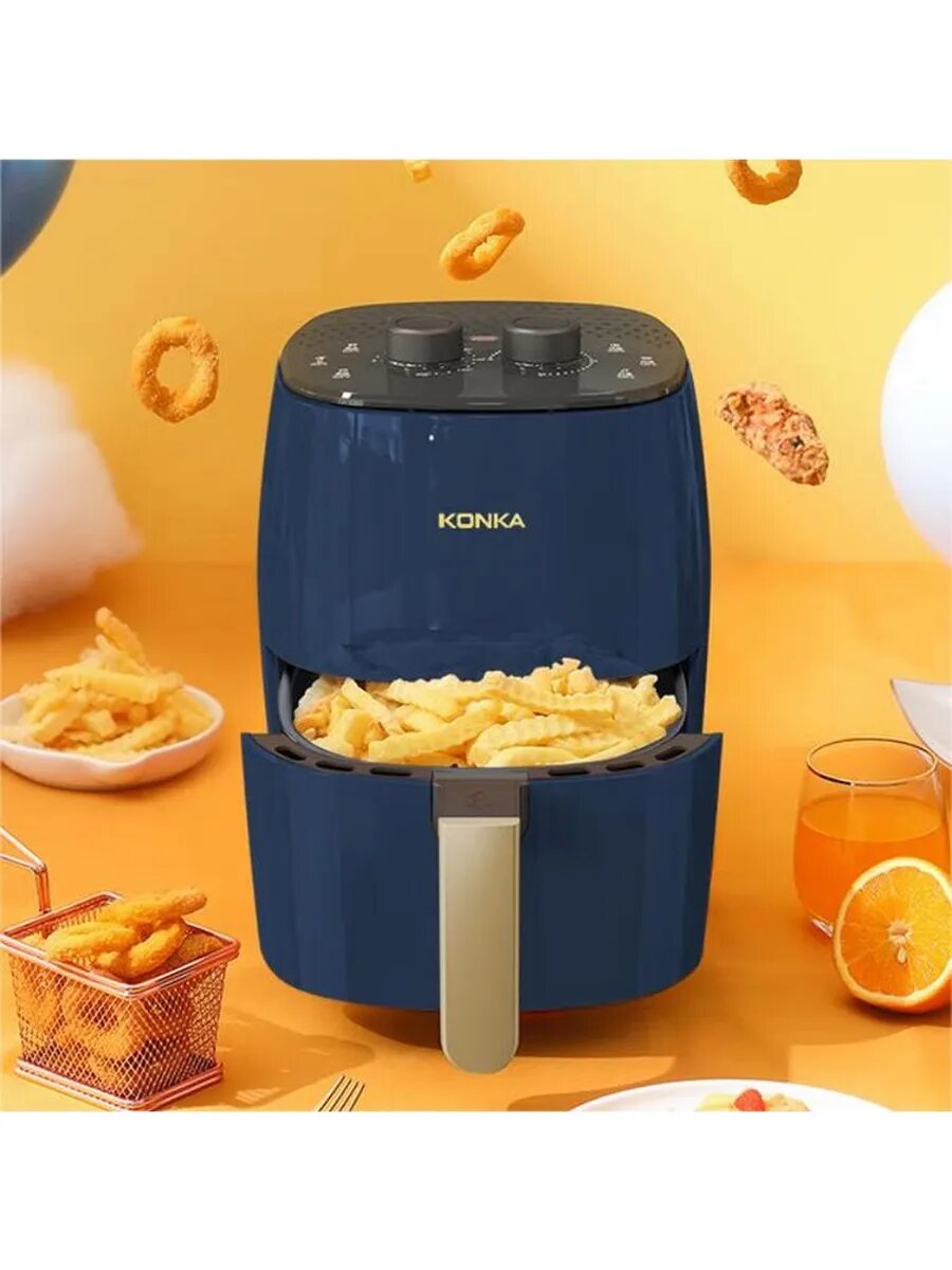 Аэрогриль Konka 4л,1400Вт, механическое управление, синий