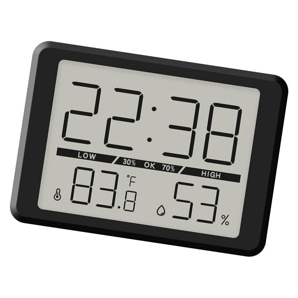 Колокол, LCD электронные цифровые часы-гигрометр - черные 2308, 1 шт.