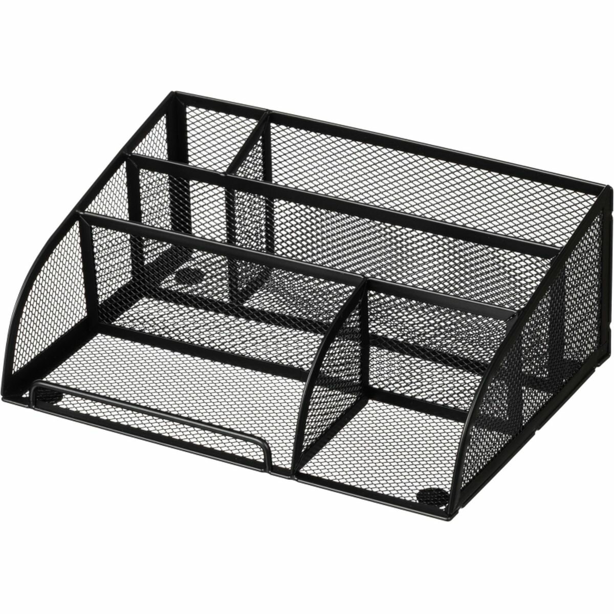 Подставка для канцелярских принадлежностей Комус, 5 отделений, металл. сетка, черная (2115190)