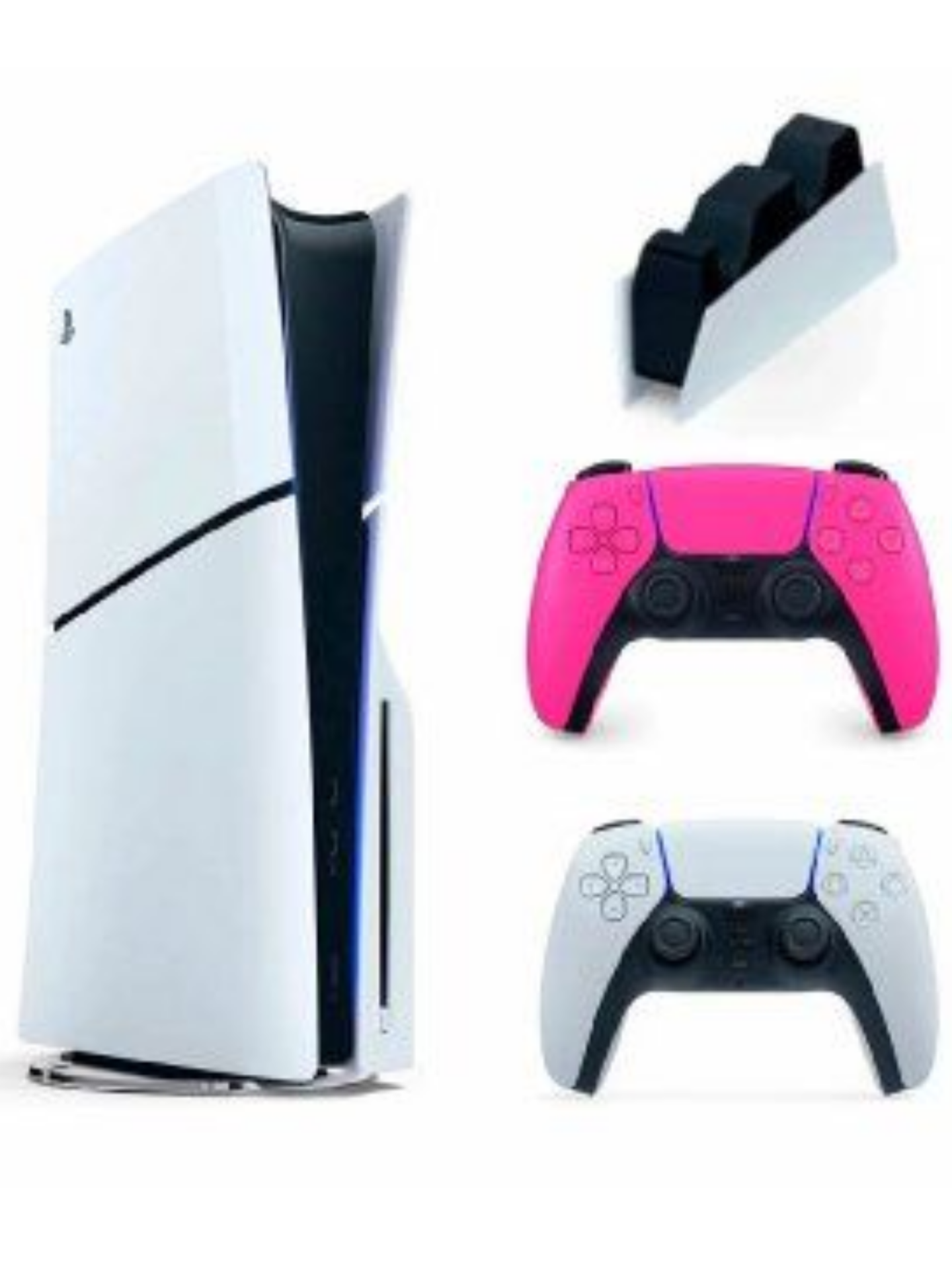 Игровая приставка Sony PlayStation 5 Slim, с дисководом, 1 ТБ, зарядная станция, 2й геймпад розовый+ переходник