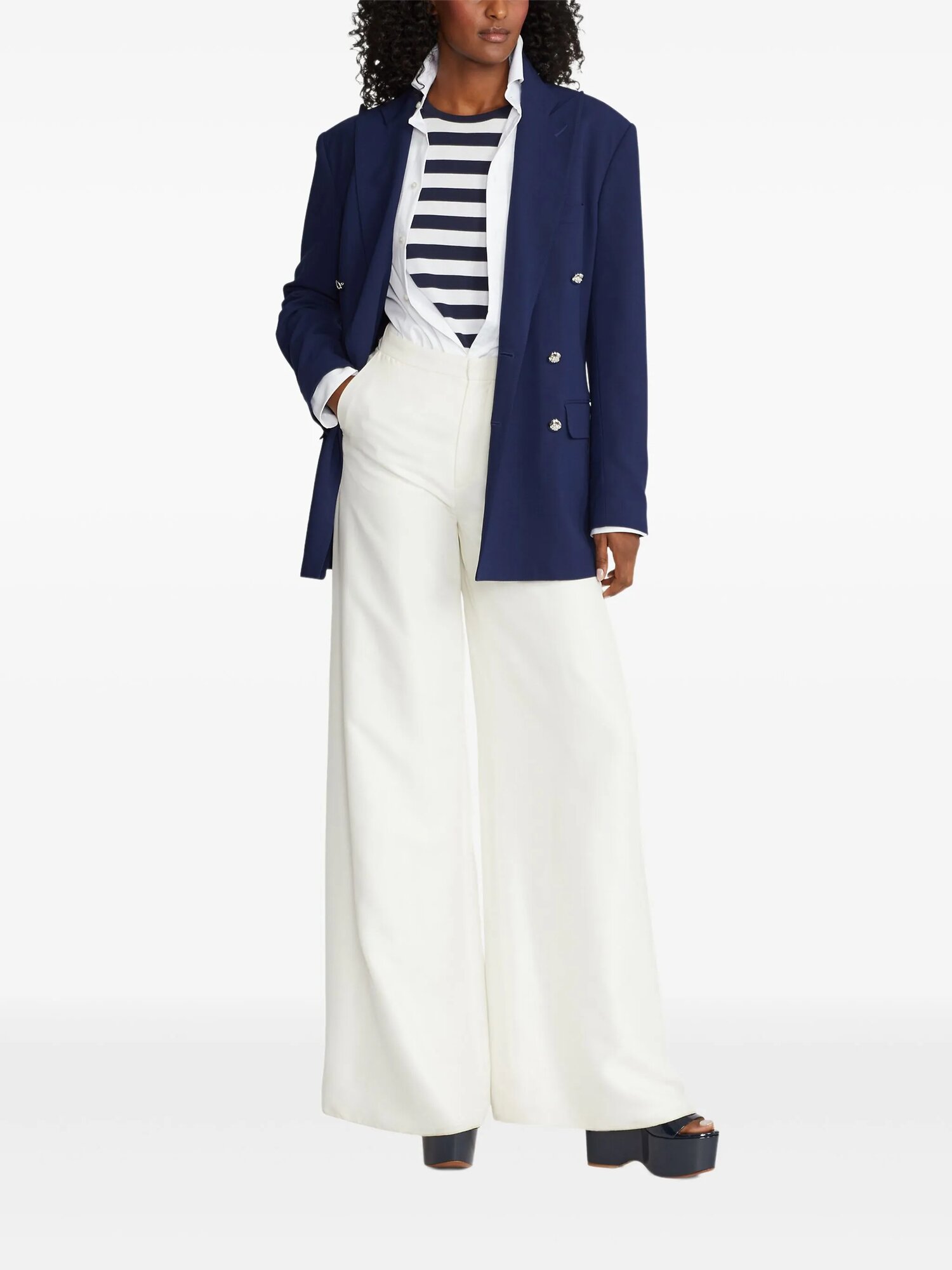 Брюки Ralph Lauren Collection, размер 12, бежевый/белый — фото 1