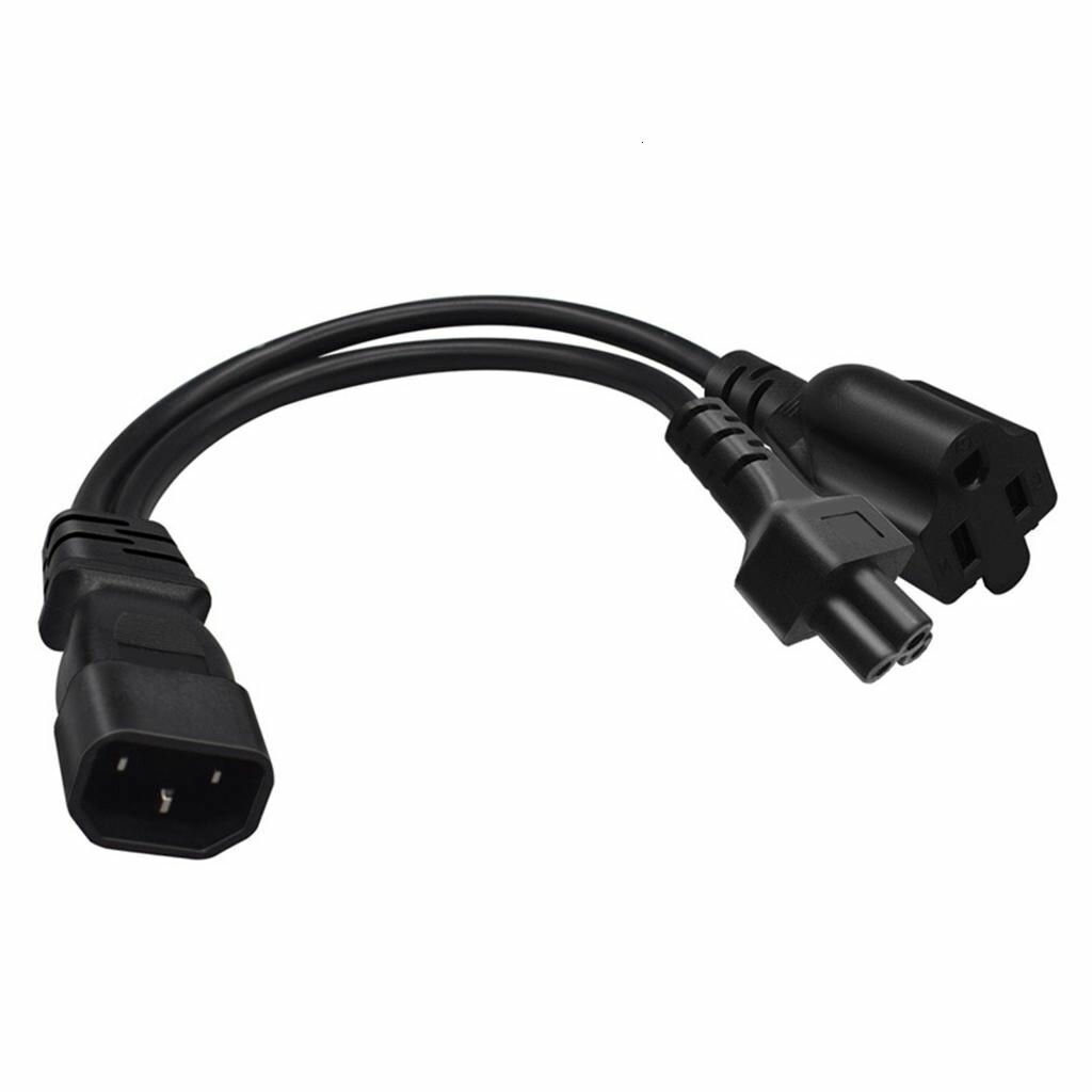 Y Splliter Power Cord IEC320 C14 Плакатель 3PRONG мужской кабельный адаптер для C5 + 5-15R Женский сокет