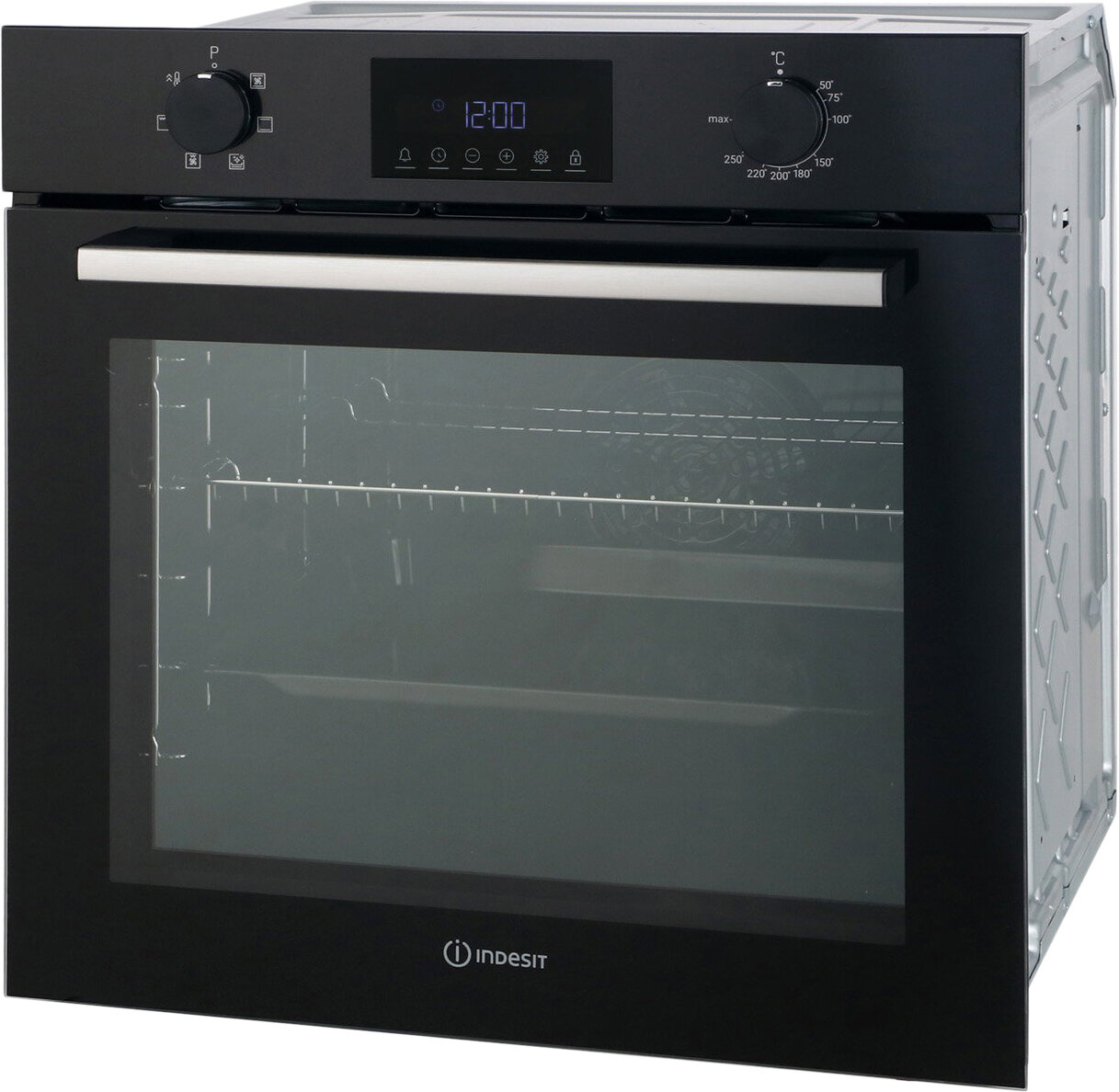 Духовой шкаф Indesit "IFE 3644", нержавеющая сталь, черный, многофункциональный