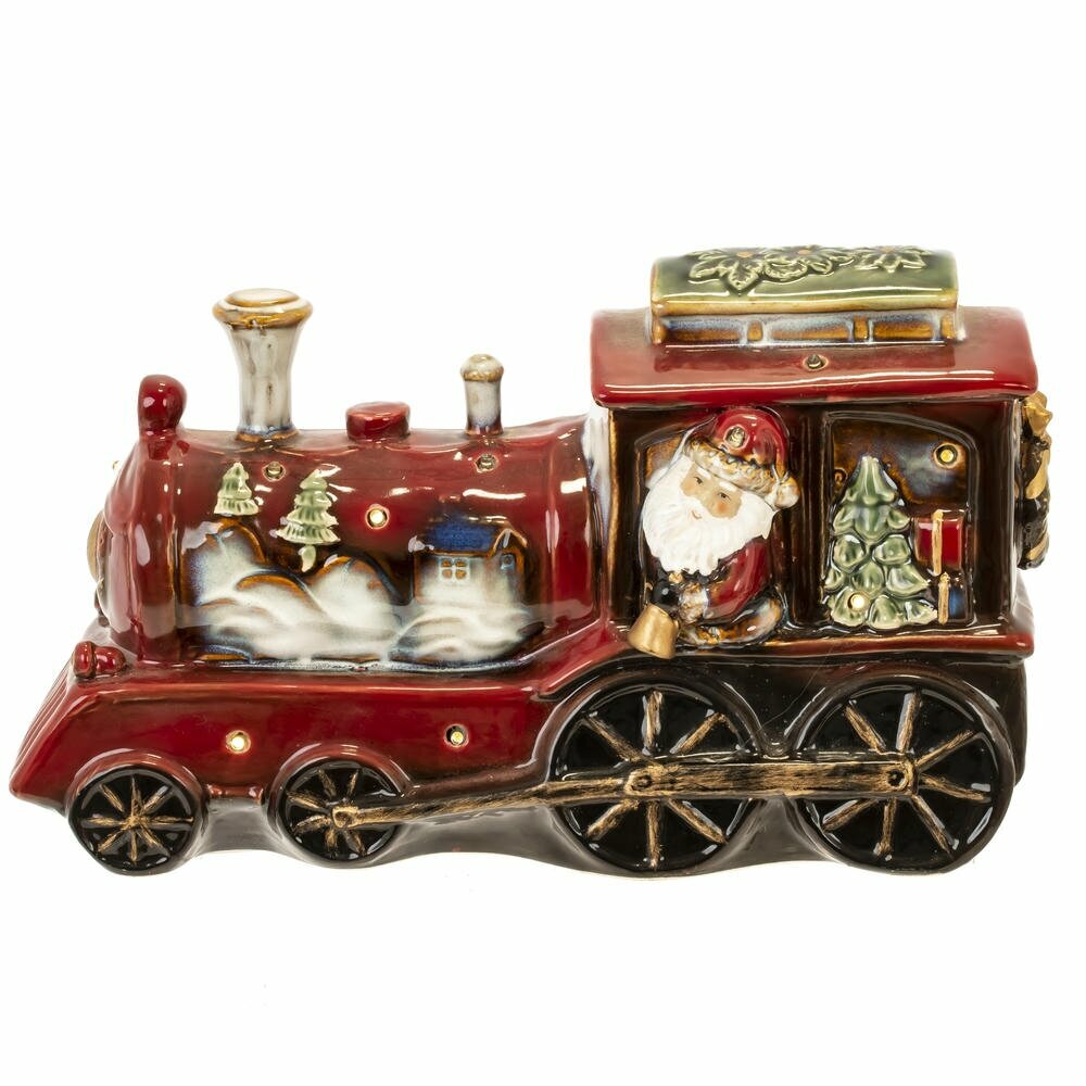 Фигурка декоративная c подсвет "Дед Мороз на поезде" (AAx3, н/п), L27 W10 H15 см