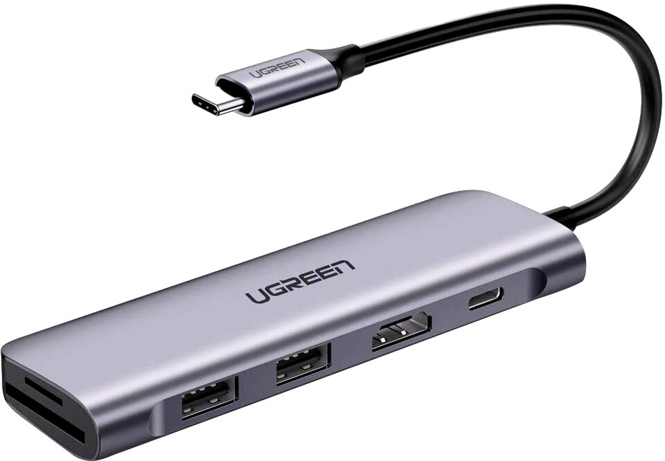 Порт-репликатор UGREEN CM195, серый (70411), Подключение к ноутбуку USB Type-C, разъемы: USB 3.0х2, USB Type-C, HDMI