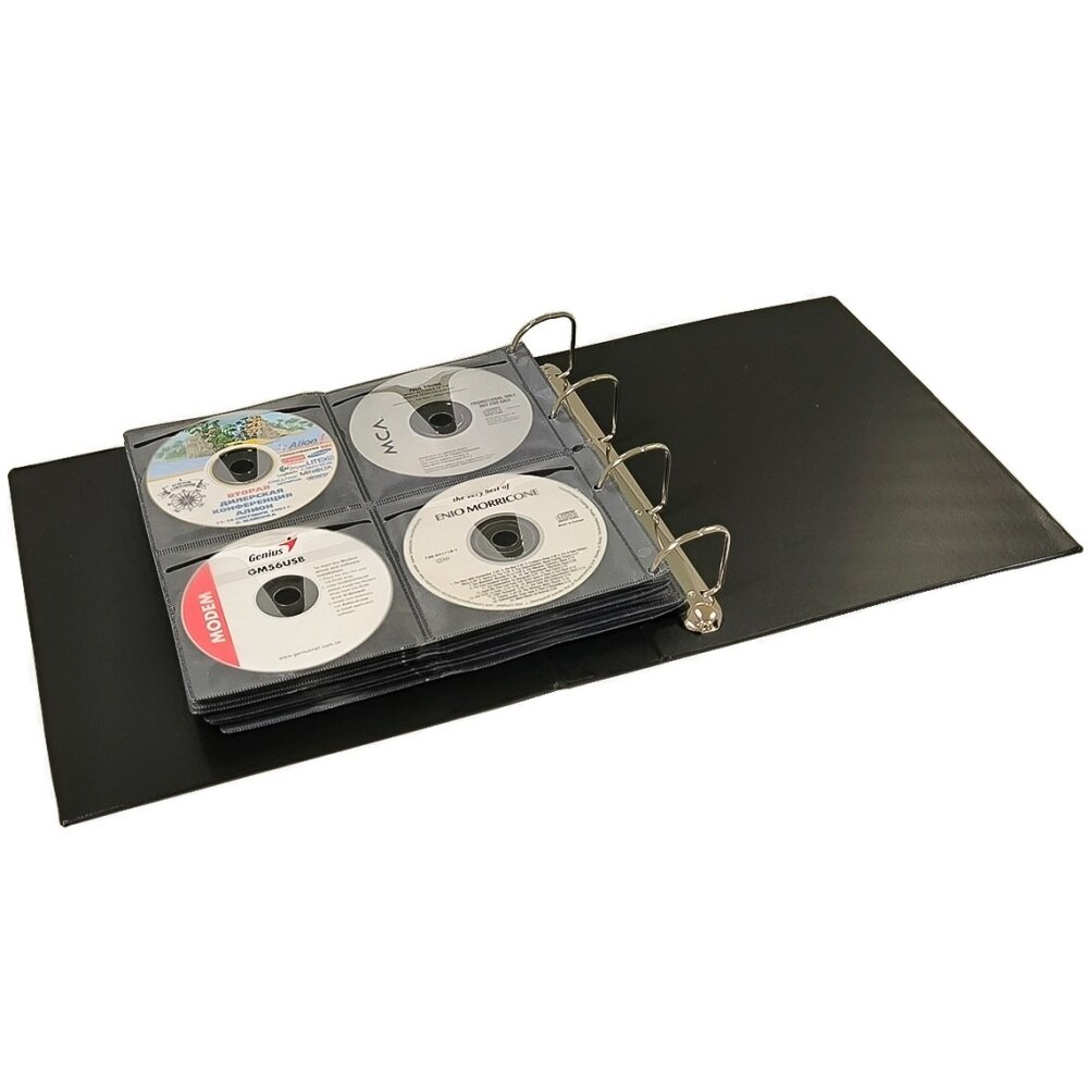 Держатель для 80 CD DVD дисков SoundBox CD80 папка А4 и 10 конвертов на 8 компакт-дисков - черная