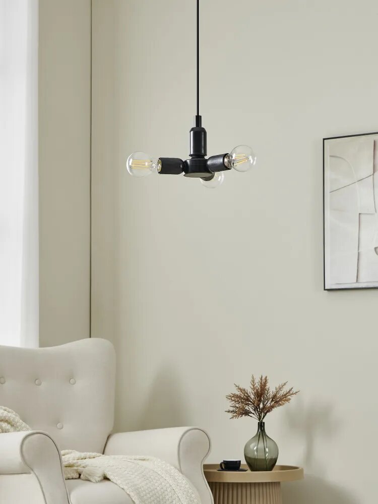 Разветвитель EGLO RUEDA 98279, цоколь E27, 3x20W, пластик, чёрный