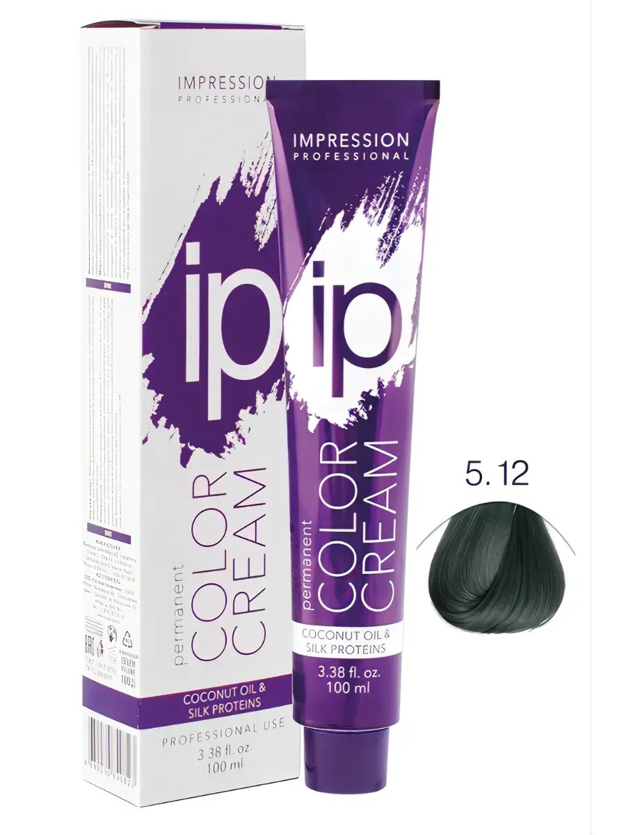 Стойкая крем-краска "Светлый шатен пепельно-матовый 5.12"