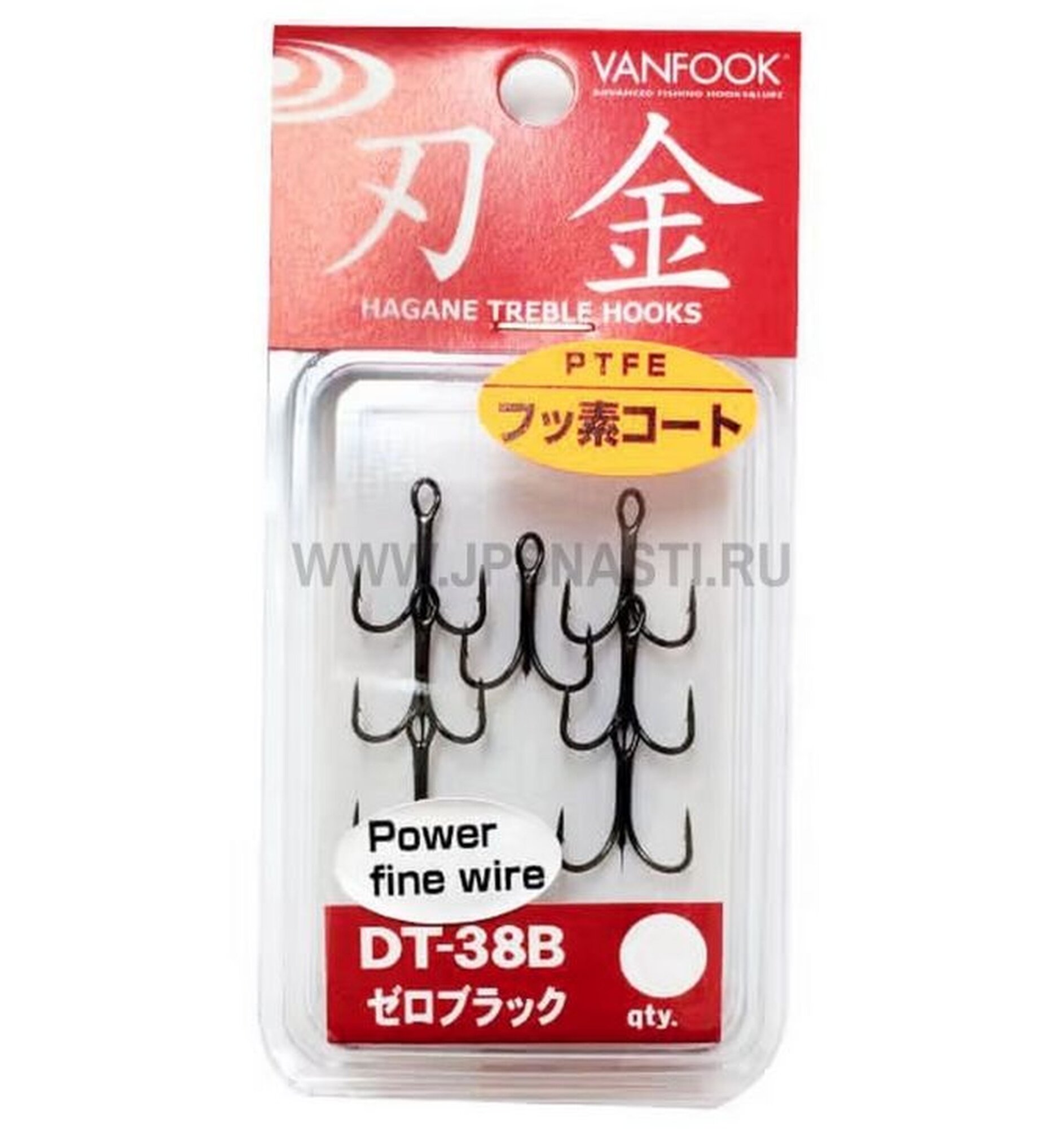 Тройные крючки для рыбалки Vanfook Strong Fine Treble Hook DT-38B, Fusso Black, #12 / Японские крючки Ванфук