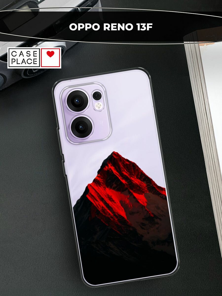Чехол на Oppo Reno 13F / Оппо Рено 13F с принтом Красная гора 2, прозрачный