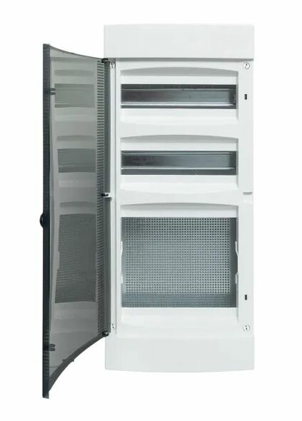 Щит комбинированный навесной (2x12 модулей + 1 монтажная плата) 4 габарит IP40 с тонированной дверью ux-2x12+1m-n