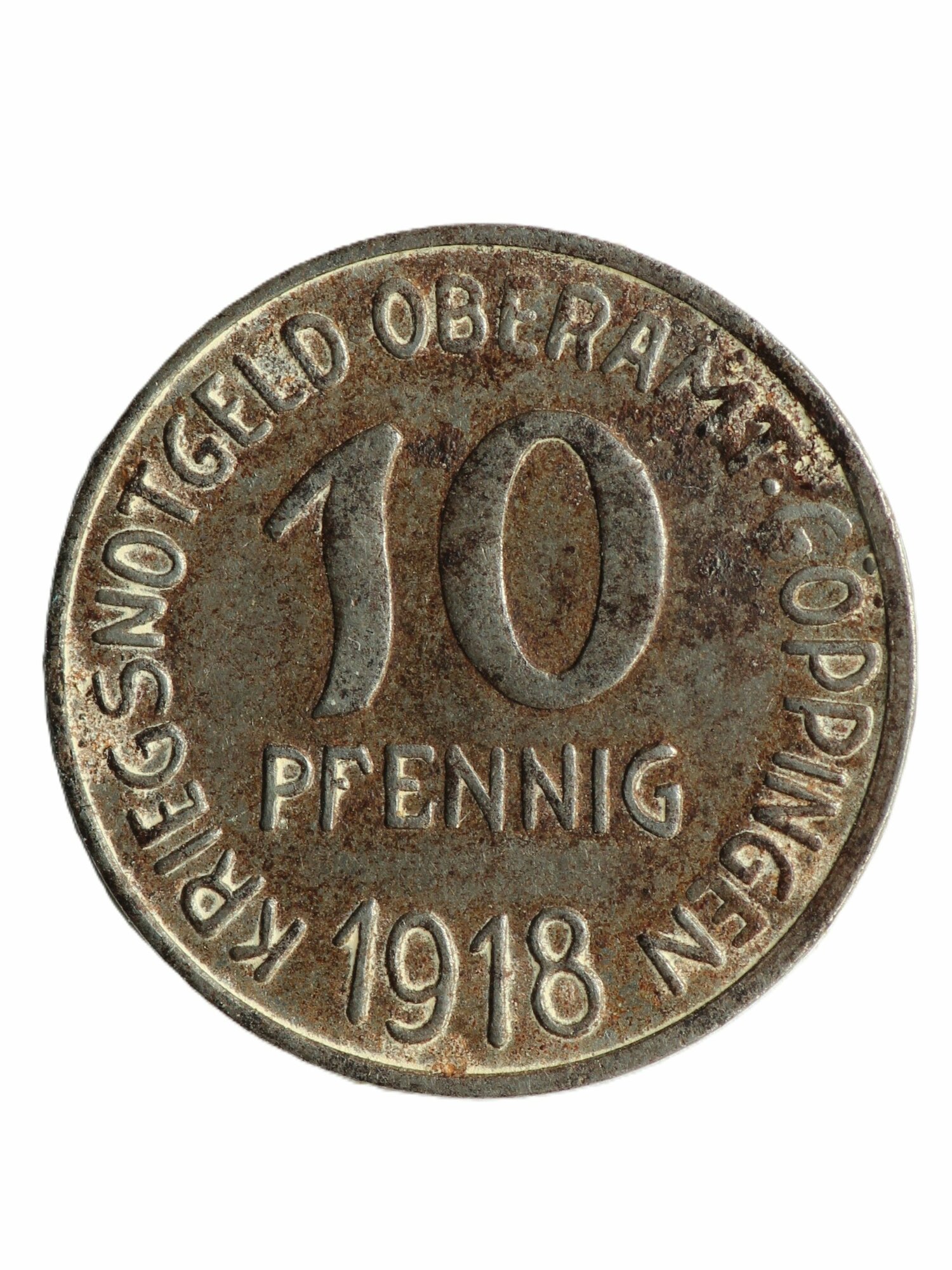 Подлинная монета Германия нотгельд 10 пфеннигов 1918 год Геппинген