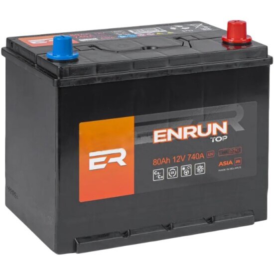 Аккумулятор Enrun JIS TOP EN740А, 261x175x225, обратная полярность, 80 Ач