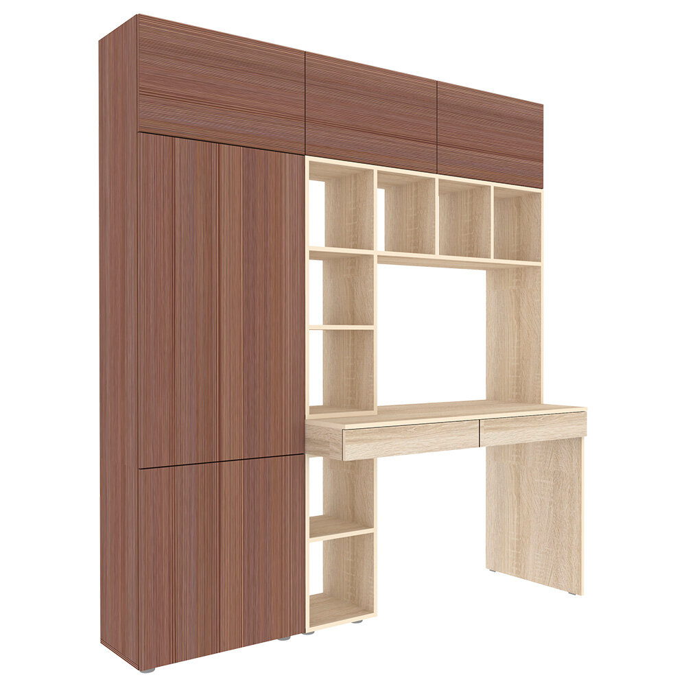 Стол письменный со стеллажом и шкафом 1800 Дуб Сонома Бодего Темный