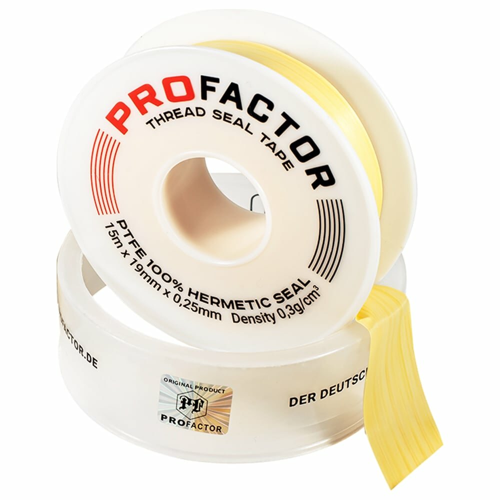 ФУМ лента PROFACTOR PF Professional желтая Ф85 мм 19мм х 0,25мм х 15м PF FE 531