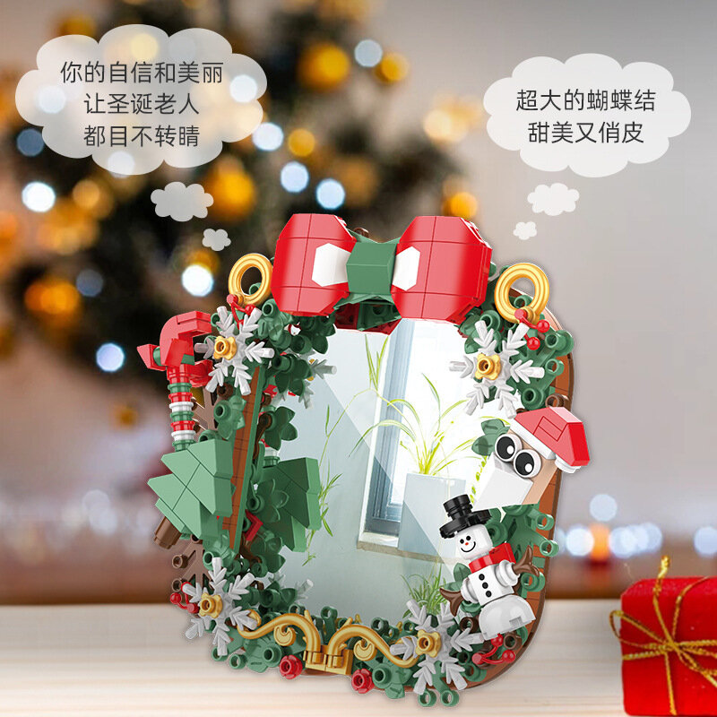 Кросс-бордер Jiaqi Рождественская елка Вращающаяся музыкальная шкатулка Снеговик Имбирный домик Строительные блоки Орнамент Рождественская сборная игрушка Подарок