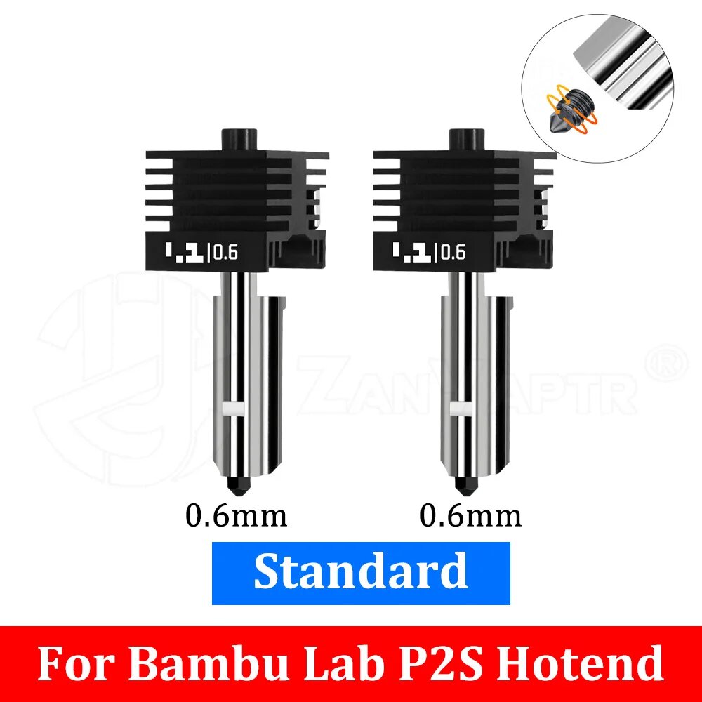 ЗANYAPTR Высокоточное быстросъемное сопло X2D P2S для Bambu Lab Standard 0.6mm 2pcs