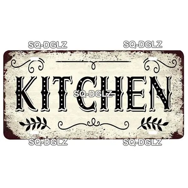 Металлическая вывеска "Kitchen" SQ-DGLZ, цвет 1455