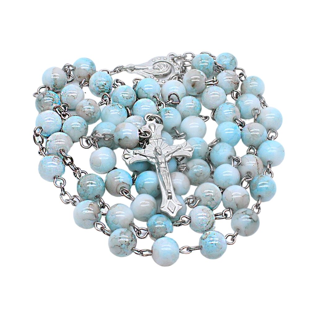 Католическая Маркировка Бусины Четки Ожерелье Кресты Религиозная Цепочка Церковные Молитвенные Подвески Ювелирные Изделия для Женщин Подарок на Крещение