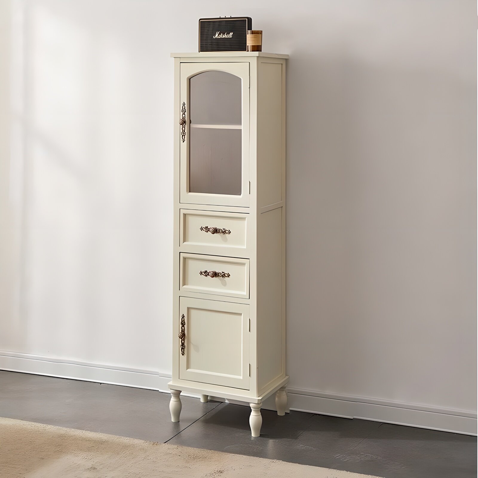 Буфет "Ретро-стиль", дерево, 1 полка, дверь со стеклом, бежевый