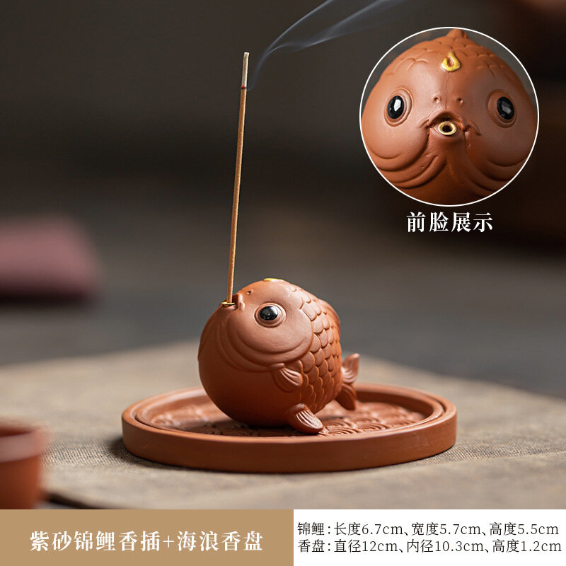 Фиолетовая глина, кои, чайный питомец, маленький орнамент, миниатюра, можно выращивать, чайная игра, чайный столик, креативный, привлекающий богатство, удача, домашний милый