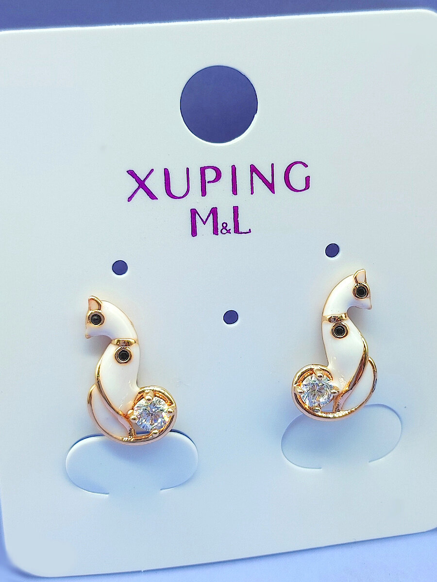 Серьги пусеты, кристаллы Swarovski, циркон