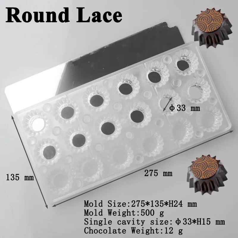 Магнитные формы для шоколада из нержавеющей стали Choc-Round lace