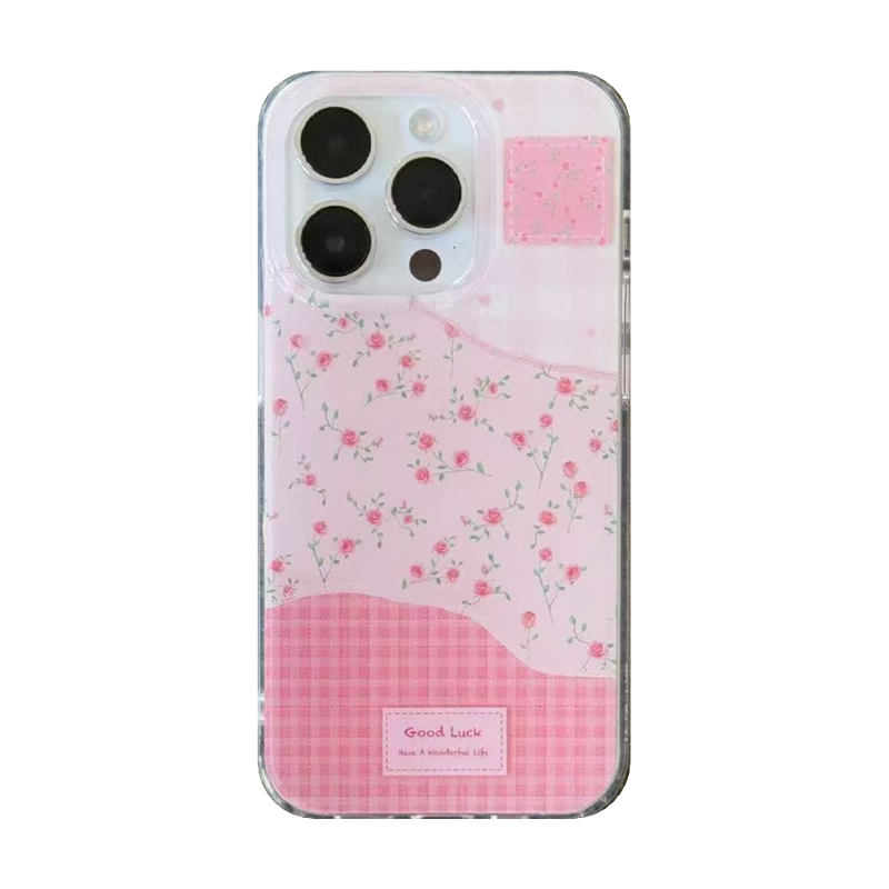 Цветочный клетчатый чехол с полной защитой для iPhone 15 - одиночный чехол, мягкий TPU
