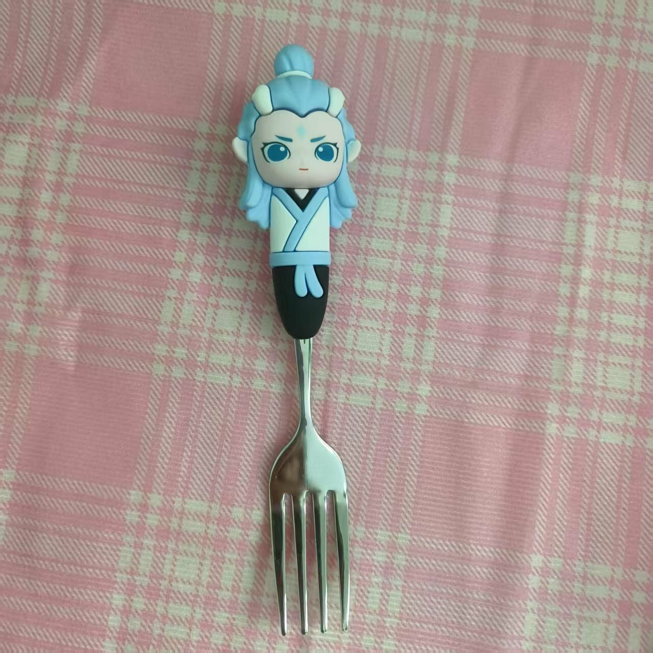 Силиконовая голова ложки и вилки Disney Winnie, нержавеющая сталь, детская ложка и вилка, фруктовая вилка, новая продукция, оптовая продажа ложек