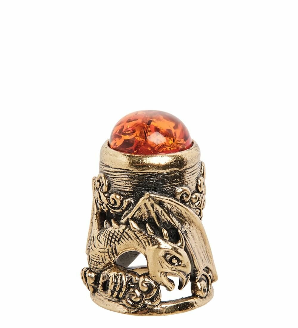 Наперсток из янтаря и латуни "Наперсток из янтаря и латуни Дракон" A2104201 Народные промыслы, Латунь, янтарь