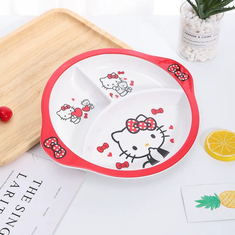 Детская тарелка для ужина, разделенная на секции, для фруктов, из меламина, ударопрочная, набор посуды, мультяшная,