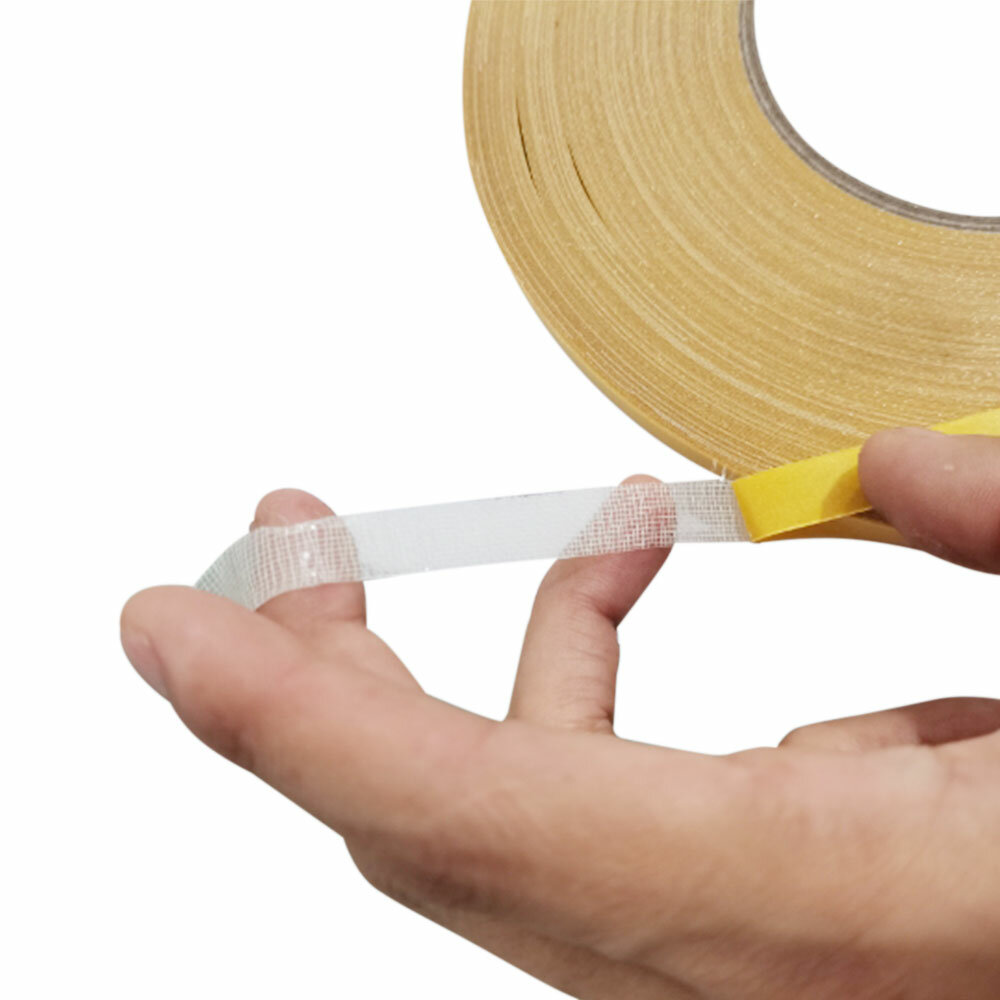 Двусторонний клейкий лент для ковров Fabric Tape Heavy Duty Adhesive Cloth Duct Tape 25 метров для фиксации ковров на деревянных, кафельных, ламинатных поверхностях, размеры 10мм x 25м, 30мм x 25м, 50мм x 25м, 60мм x 25м, материал стекловолокно,