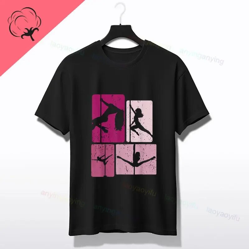 Футболка Laoyaoyifu "Сдержите местную танцовщицу на шесте", черная, хлопок Розовый, L, 22048HH